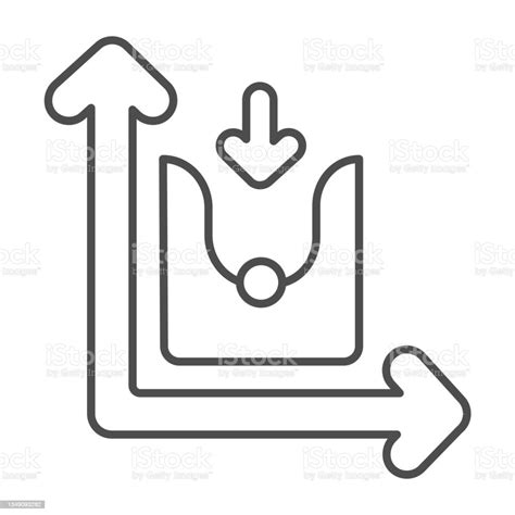 성장 및 감소 곡선그래프 얇은 선 아이콘 아래 화살표 다이어그램 개념 흰색 배경의 차트 벡터 사인 모바일 개념 및 웹 디자인에 대한 윤곽 스타일 아이콘 벡터 그래픽 10에