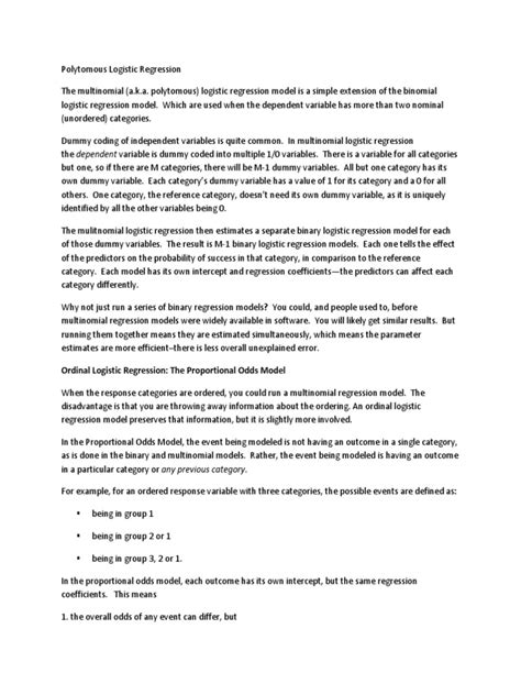 Polytomous Logistic Regression Pdf Logistic Regression Dummy