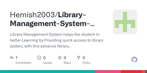 Github Hemish2003library Management System Application Library