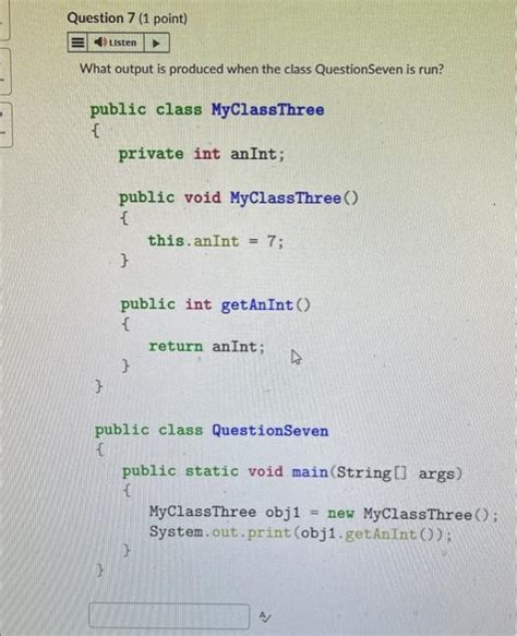 What Output Is Produced When The Class Questionfive