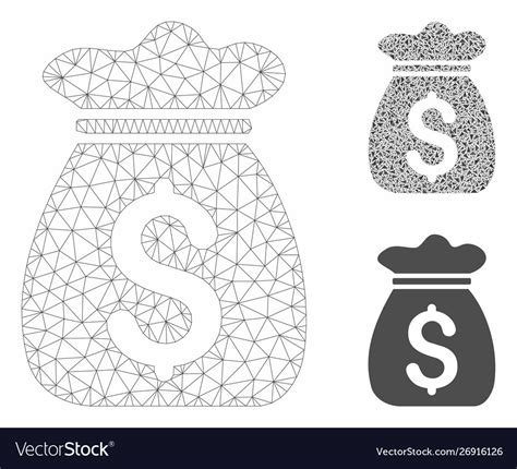 Money Bag Mesh Network Model And Triangle Vector Image