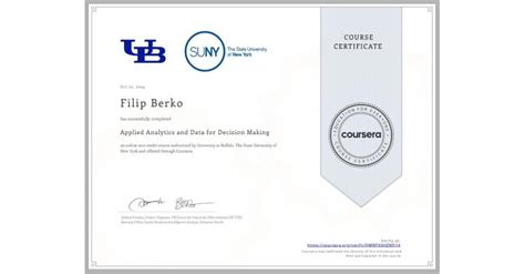 Filip Berko On Linkedin Completion Certificate For Applied Analytics And Data For Decision Making