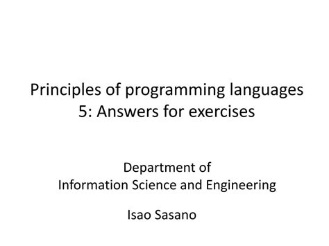 Ppt Principles Of Programming Languages 5 Answers For Exercises Powerpoint Presentation Id