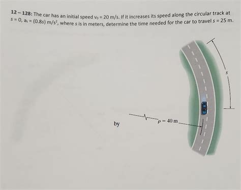 Solved 12 128 The Car Has An Initial Speed V0 20 M S If It