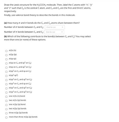 Solved Draw The Lewis Structure For The H2ccch2 Molecule