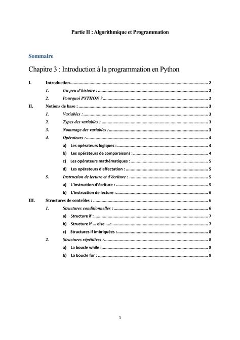 Solution Cours Chapitre 3 Introduction La Programmation En Python