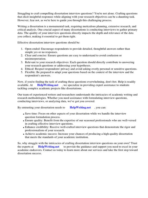 Good Dissertation Interview Questions Pdf Qualitative Research