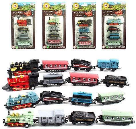 Die Cast Mini Train Toy Pull Back Steam Model Set Assorted Styles For