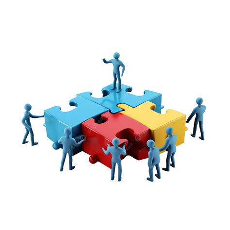 3d Minimal Jigsaw Solved Problem Solving Teamwork Collaboration Concept Jigsaw Puzzle Connecting