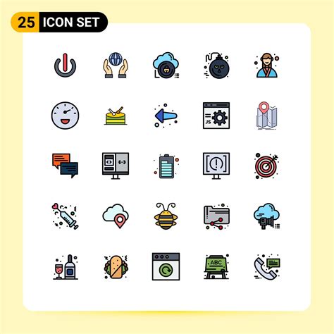 Mobile Interface Filled Line Flat Color Set Of 25 Pictograms Of Designer Horror Cloud Halloween