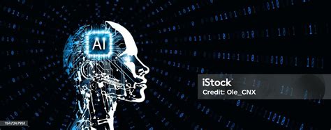 Ai 인공 지능 Ai 디지털 두뇌 바이너리 코드 배경에 회로 패턴이 있는 인간의 얼굴 휴머노이드 로봇 실루엣 기술 일러스트레이션 Cpu에 대한 스톡 벡터 아트 및 기타