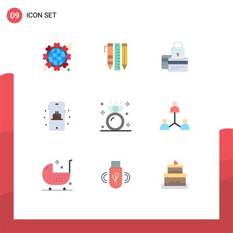 9 Thematic Vector Flat Colors And Editable Symbols Of Mobile Security