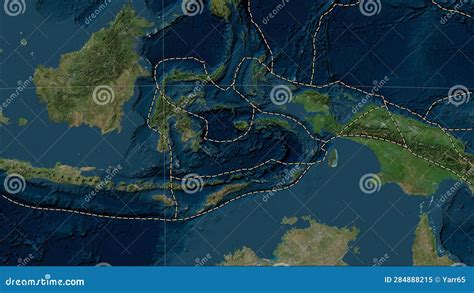 Near Banda Sea Plate Boundaries Satellite Map Stock Illustration Illustration Of Tectonic
