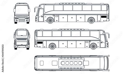 Vetor De Bus Outline Vector Illustration Bus Vehicle Template Vector