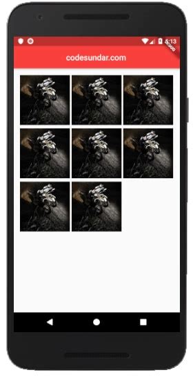 Flutter Grid View Example Codesundar