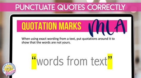 How To Cite Quotations In Mla Format Teaching Ideas Reading And Writing Haven