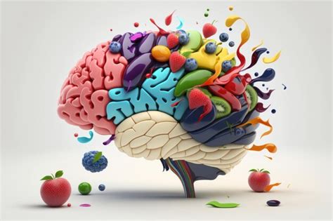 Premium Ai Image Fruits Forming A Creative Brain Eating Healthy Food As Nutrition To Improve