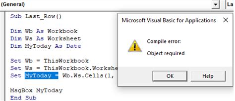 vba object required fix object required error in excel vba