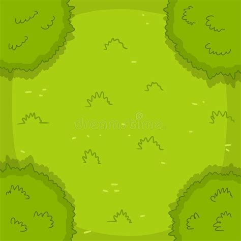 Green Lawn View From Top Grass And Bushes Summer Field Stock Vector Illustration Of Garden