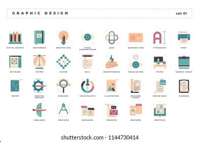 Graphic Design Set Pixel Perfect Icons Thin Stock Vector Royalty Free Shutterstock