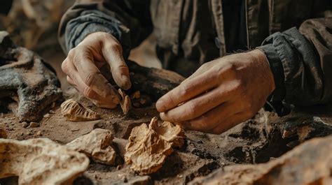 Fossil Identification A Closeup Of A Paleontologist Identifying