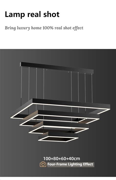 现代黑色方形层压可调光发光二极管天花板吊灯客厅餐厅矩形吊灯 And 吊灯 Buy 吊灯吊灯灯 吊灯 吊灯吸顶灯 Product On