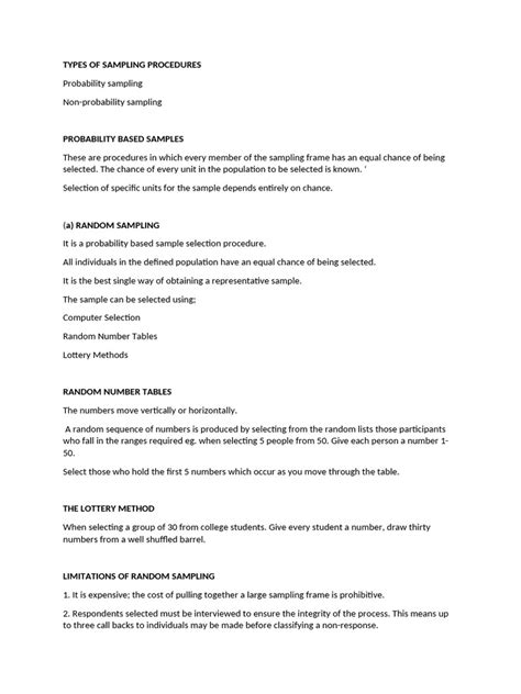 Types Of Sampling Procedures Pdf Sampling Statistics Survey Methodology Types Of Sampling Procedures Pdf Sampling Statistics Survey Methodology