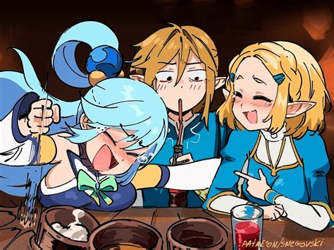 Link Princess Zelda And Aqua The Legend Of Zelda And 2 More Drawn