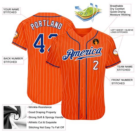 Custom Orange White Pinstripe Royal White Authentic Baseball Jersey
