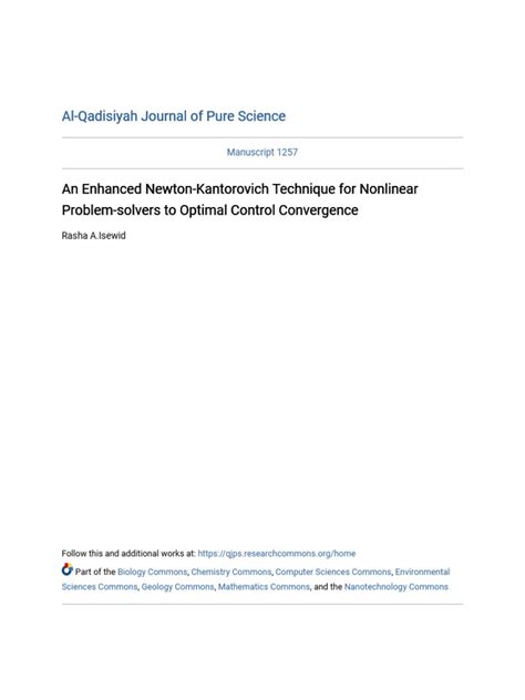 An Enhanced Newton Kantorovich Technique For Nonlinear Problem So Pdf Science Optimal Control