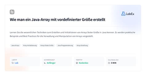 Wie Man Ein Java Array Mit Vordefinierter Größe Erstellt Labex