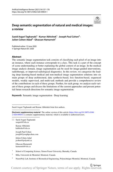 Deep Semantic Segmentation Of Natural And Medical Images A Review Request PDF