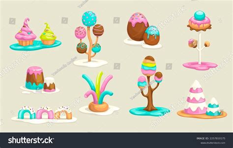 Sweet Decorative Fantasy Objects Candy Land Stock Vector Royalty Free