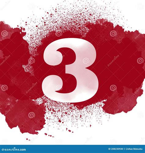 Deep Red Color Number 3 Isolated Design Element Typography Alphabet