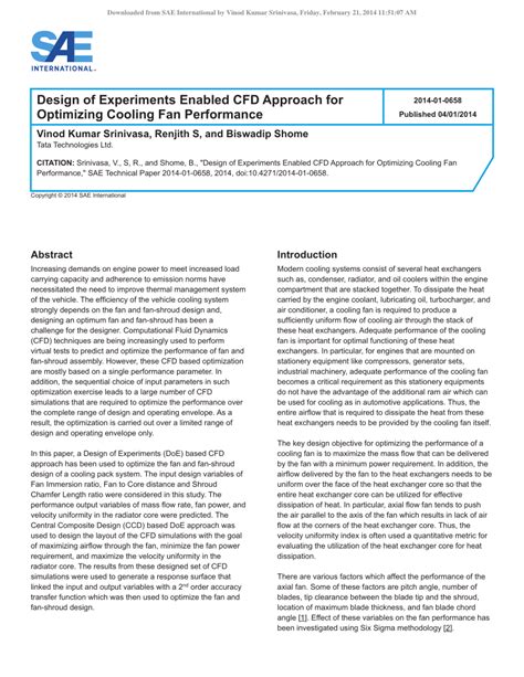 Pdf Design Of Experiments Enabled Cfd Approach Foroptimizing Cooling