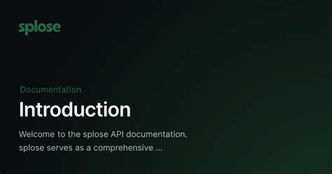Introduction Splose Api Documentation
