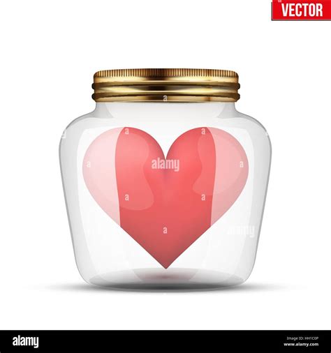Red Heart Inside Glass Jar Stock Vector Image And Art Alamy