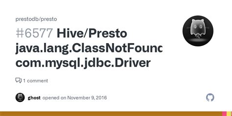 Hivepresto Javalangclassnotfoundexception Commysqljdbcdriver