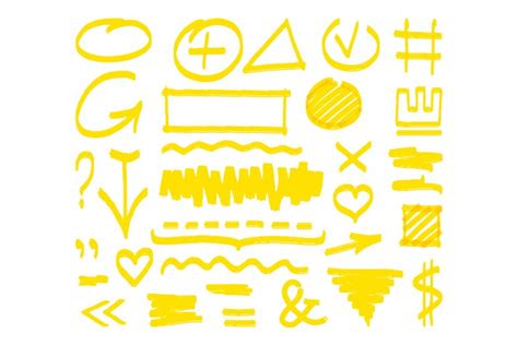 Yellow Marker Strokes Highlighter Scribble Highlighting Te