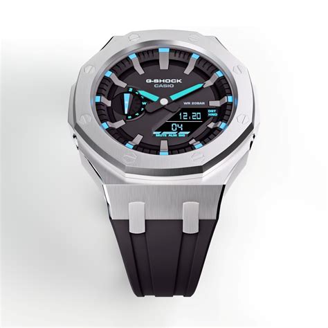 Casioak Mod Watch Casio G Shock Ga 2100 Silver Metal Case Black Strap