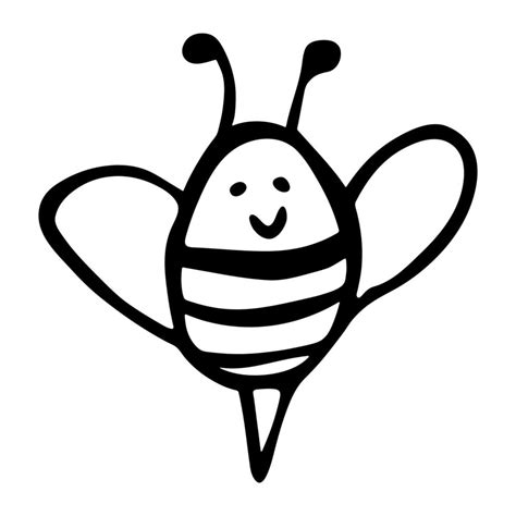Hand Drawn Happy Bee Clipart Cute Honeybee Doodle For Print Web