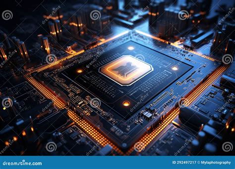3d Render Ai Artificial Intelligence Technology Cpu Central Processor Stock Illustration