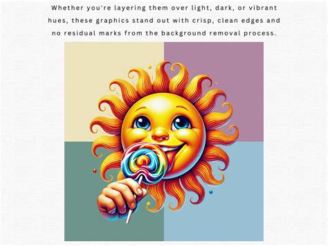 Whimsical Sun With Lollipop Clipart Happy Sun Png Vibrant Summer Png