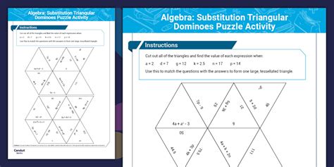 Algebra Substitution Triangular Dominoes Puzzle Activity