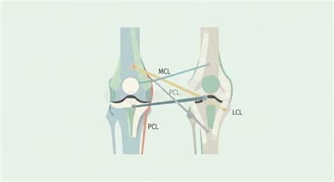 Anatomical Illustration Of Knee Ligaments Mcl Pcl And Lcl Showing