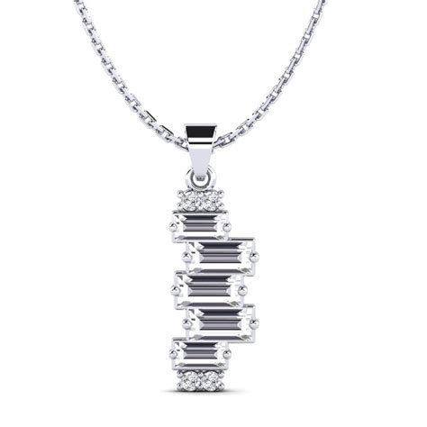 Order 042 Carat Baguette Cut 14k White Gold Diamond Glamira Pendant