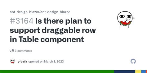 Is There Plan To Support Draggable Row In Table Component Issue 3164