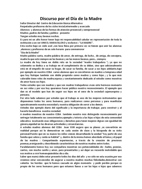 Discurso Por El Día De La Madre Familia Amor