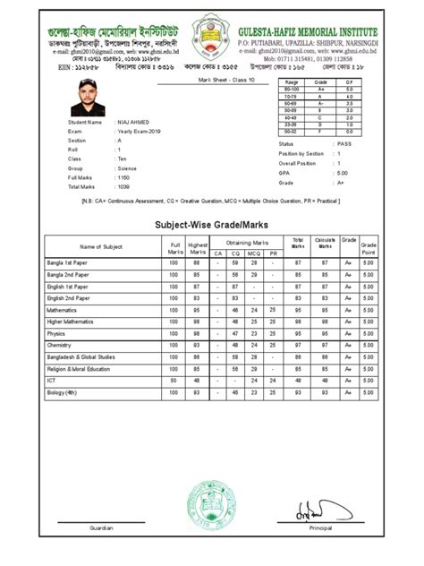 Marksheet 10 Pdf Multiple Choice Educational Stages