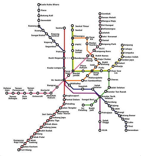Mapa Del Metro De Kuala Lumpur Malasia Lrt Map Public Transport Map Singapore Malaysia Rail Map
